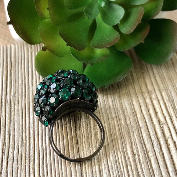 Jewelry | Deep Forest Green Crystal Dome Ring | Poshmark